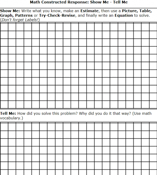 Math Constructed Response: Show Me - Tell Me - The Teachers' Cafe