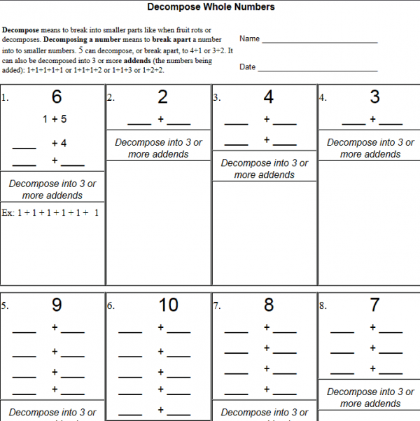 Decomposing Mixed Numbers Worksheet Decomposing Mixed Numbers Worksheet
